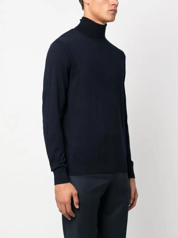 BALLANTYNE Roll-neck Fine-knit Jumper - Blue