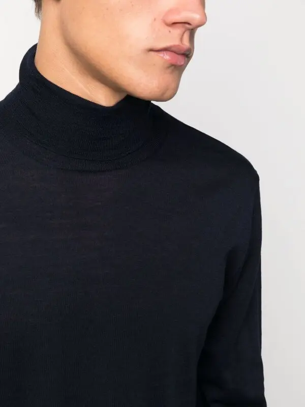 BALLANTYNE Roll-neck Fine-knit Jumper - Blue