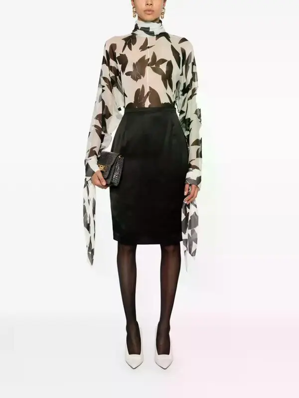 Saint Laurent Butterfly-print Silk Blouse - Neutrals
