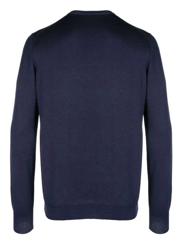 BARBA NAPOLI Ribbed-trim Virgin Wool Jumper - Blue