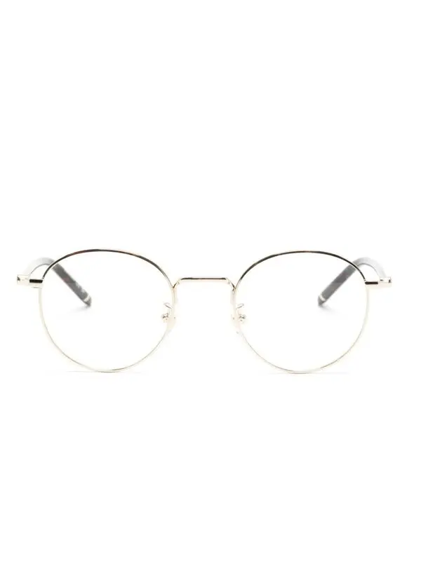 Montblanc Logo-plaque Round-frame Glasses - Gold