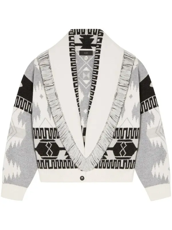 Alanui Icon Jacquard Cardigan Bomber - White