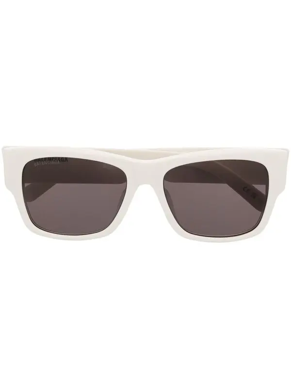 Balenciaga Logo-engraved Square Frame Sunglasses - White