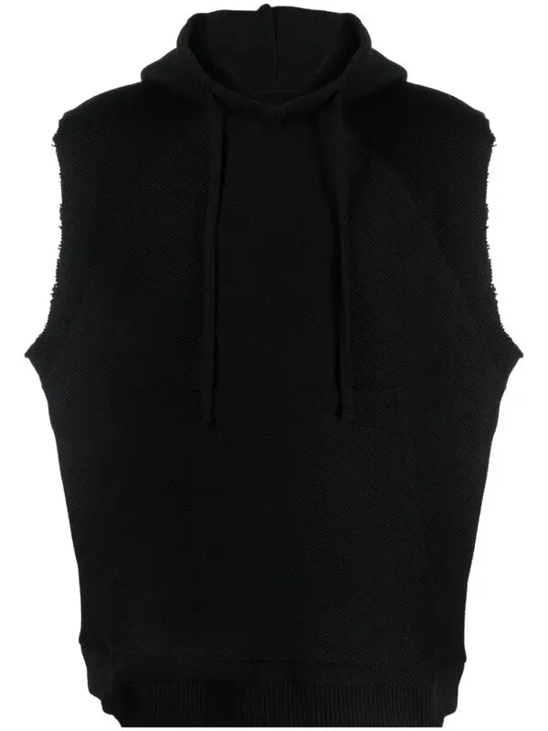 THOM KROM Ribbed-knit Sleeveless Hoodie