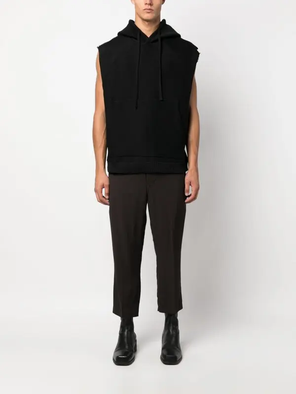 THOM KROM Ribbed-knit Sleeveless Hoodie