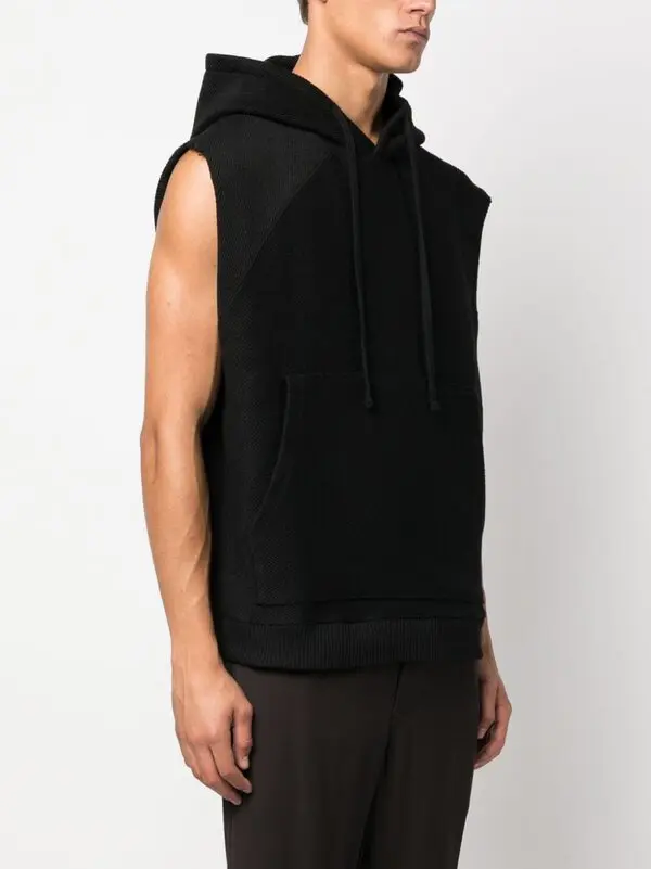 THOM KROM Ribbed-knit Sleeveless Hoodie