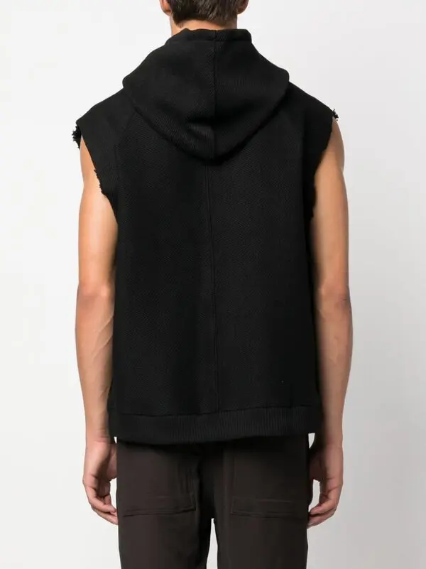 THOM KROM Ribbed-knit Sleeveless Hoodie
