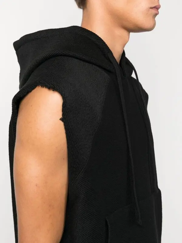 THOM KROM Ribbed-knit Sleeveless Hoodie