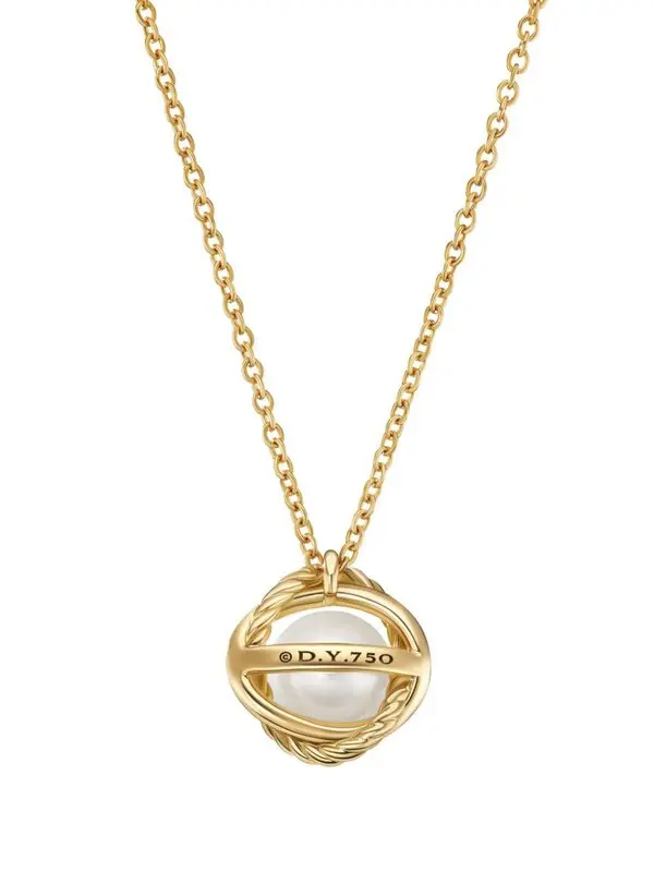 David Yurman 18kt Yellow Infinity Pearl Pendant Necklace