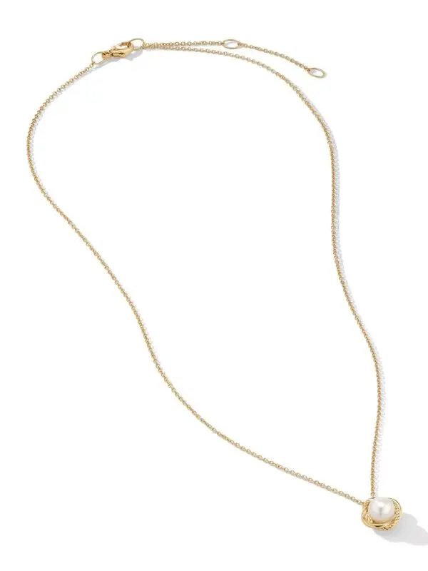 David Yurman 18kt Yellow Infinity Pearl Pendant Necklace