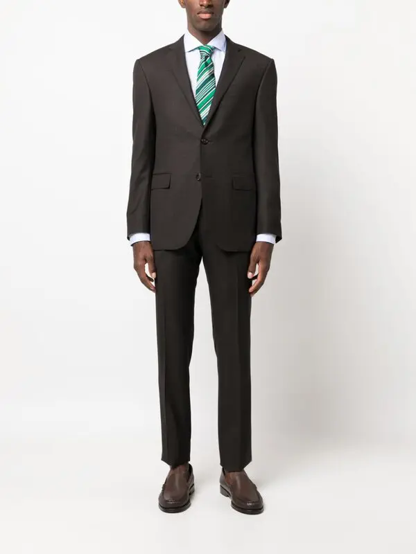 Corneliani Single-breasted Virgin Wool Suit - Brown