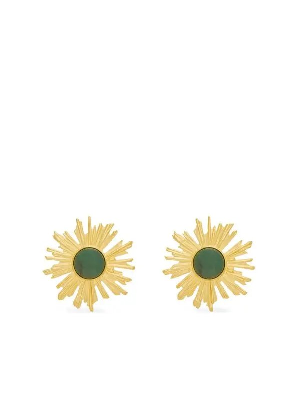 Saint Laurent Sunburst Jade Earrings