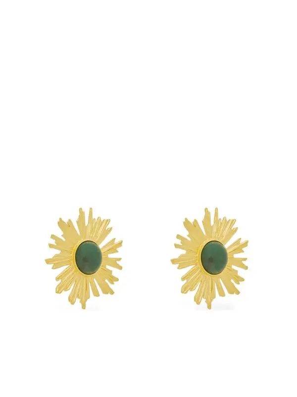 Saint Laurent Sunburst Jade Earrings