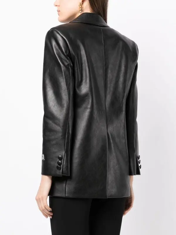 ANOUKI Double-breasted Faux-leather Blazer