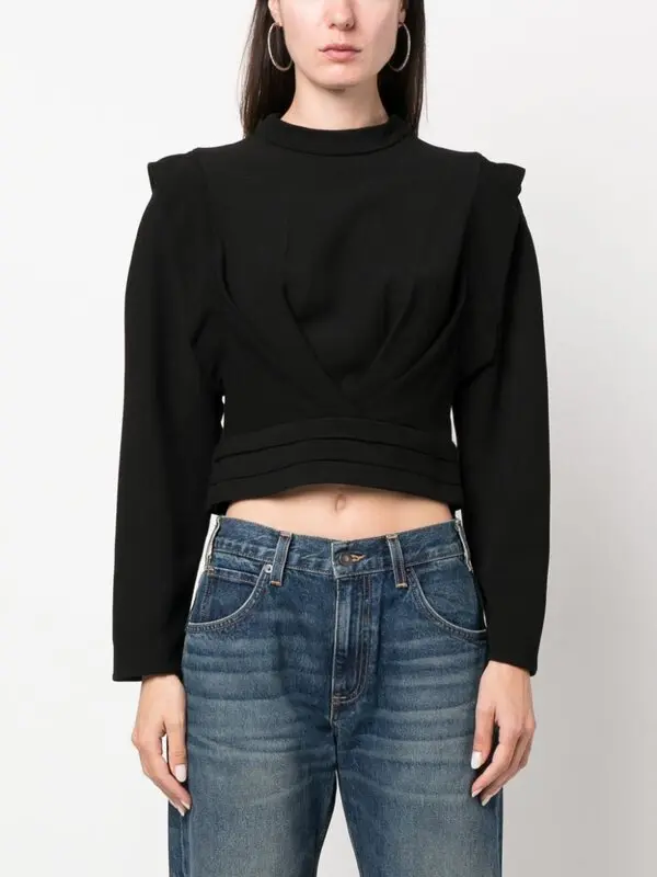 IRO PARIS Gathered V-back Cropped T-shirt