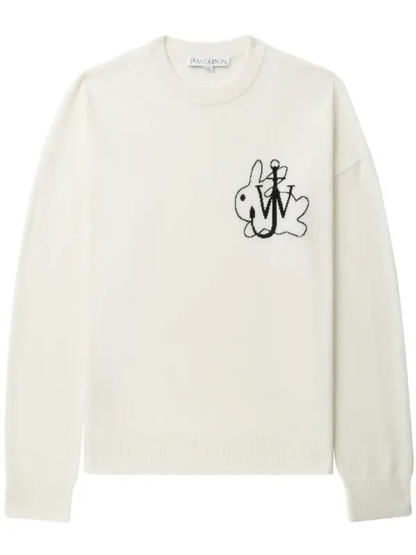 JW Anderson Intarsia-knit Logo Jumper - White
