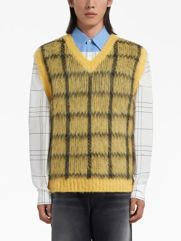 Marni Checked Sleeveless Vest - Yellow
