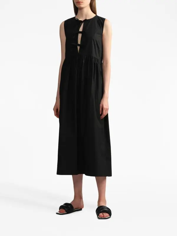 GANNI Bow-detail Cotton Midi Dress