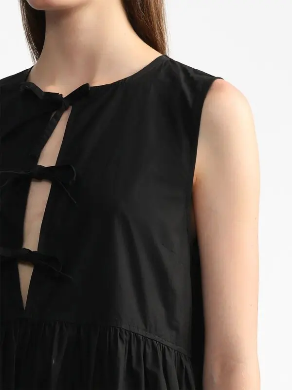 GANNI Bow-detail Cotton Midi Dress