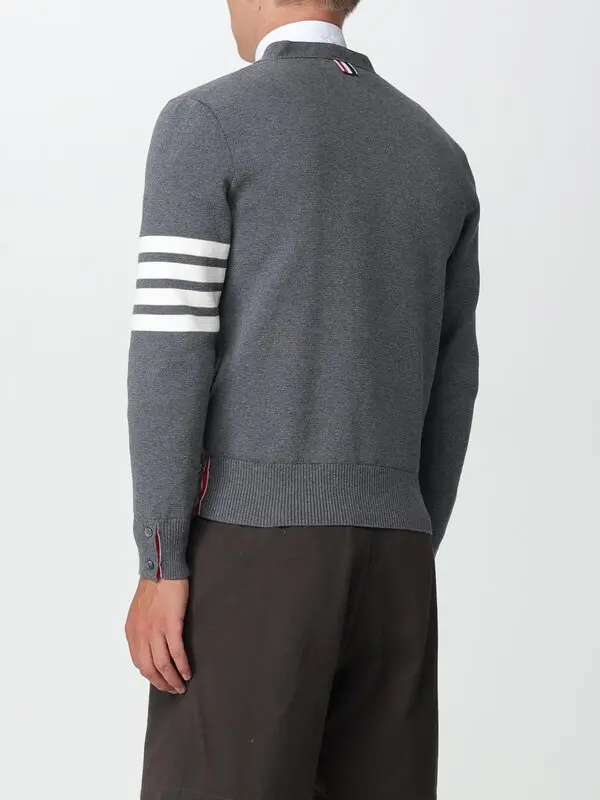 Thom Browne Cardigan With Signature Stripes - Grey