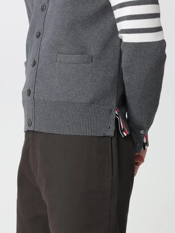 Thom Browne Cardigan With Signature Stripes - Grey