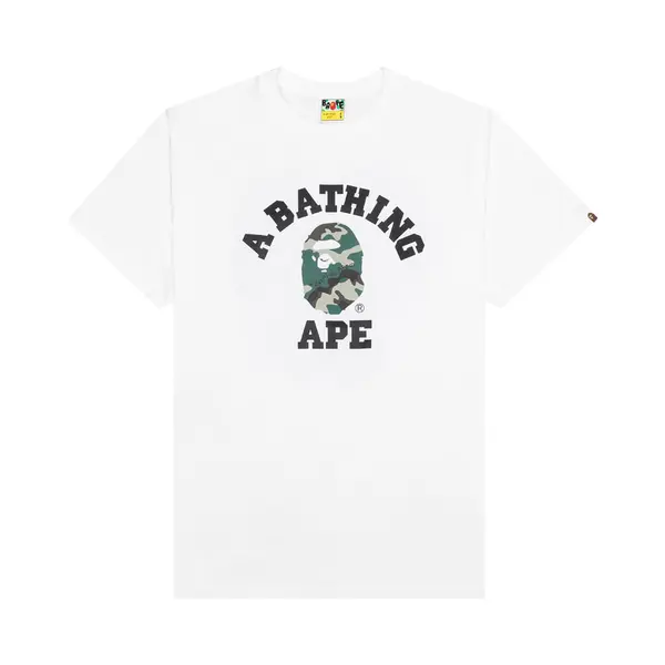 A BATHING APE Woodland Camo College Tee - White