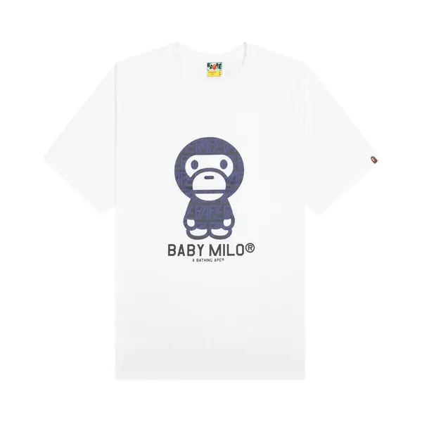 A BATHING APE Logo Monogram Baby Milo Tee - White