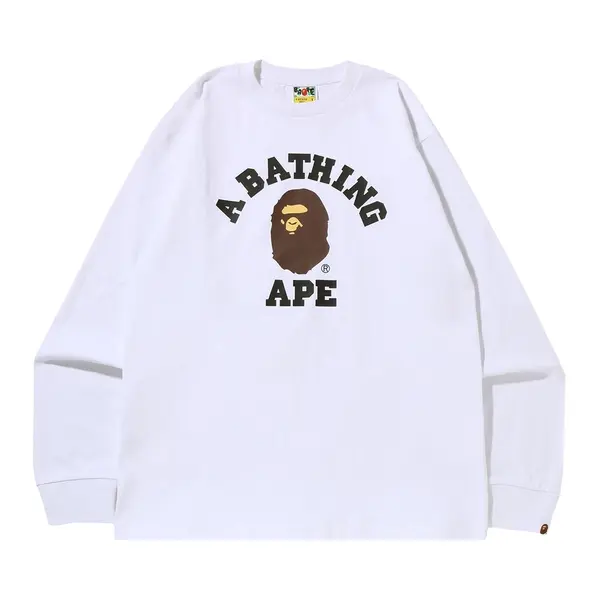 A BATHING APE College Long-sleeve Tee - White