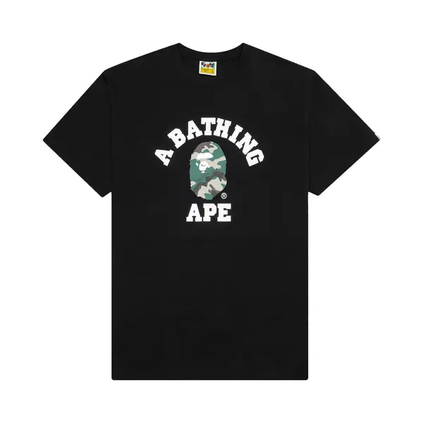 A BATHING APE Woodland Camo College Tee - Black