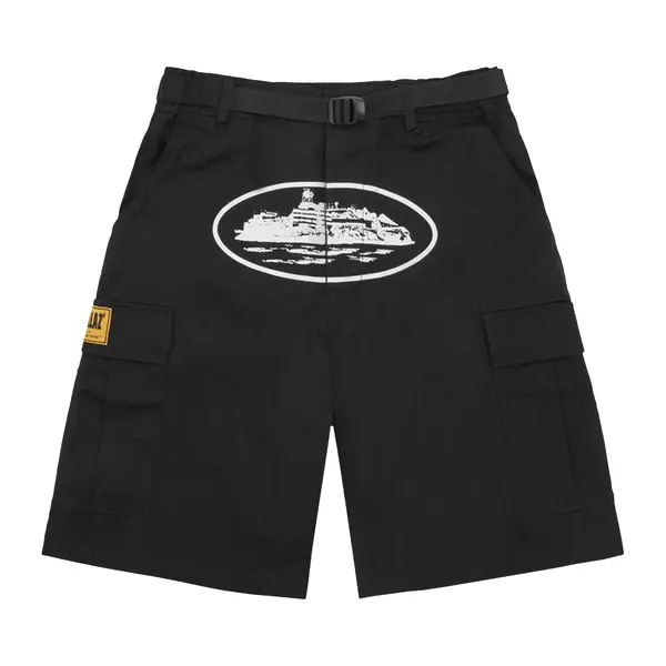 Corteiz Alcatraz Cargo Shorts - Black | Editorialist