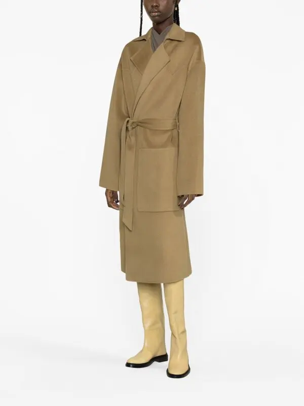 Nanushka Belted Wool-blend Coat - Neutrals