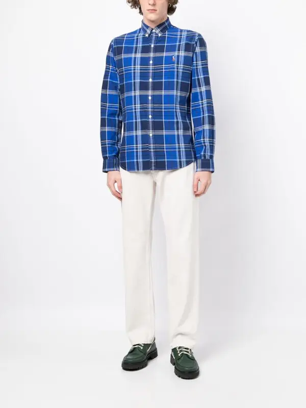 Polo Ralph Lauren Polo Pony-motif Checked Cotton Shirt - Blue