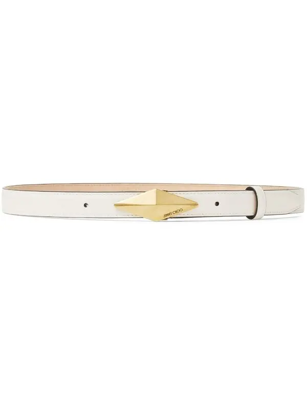 JIMMY CHOO Diamond Leather Belt - White