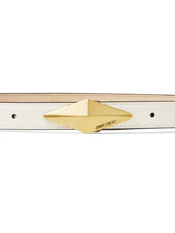 JIMMY CHOO Diamond Leather Belt - White