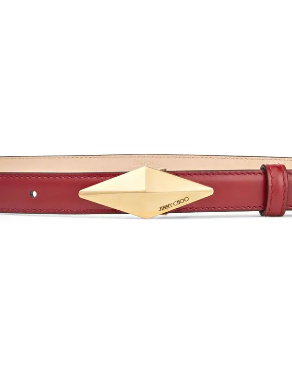 Jimmy Choo Logo-Engraved Leather Belt In Red - 37% Off  display picture 1