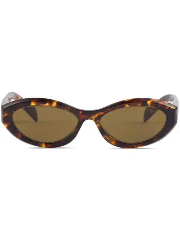 Prada Symbole Oval-frame Sunglasses - Brown