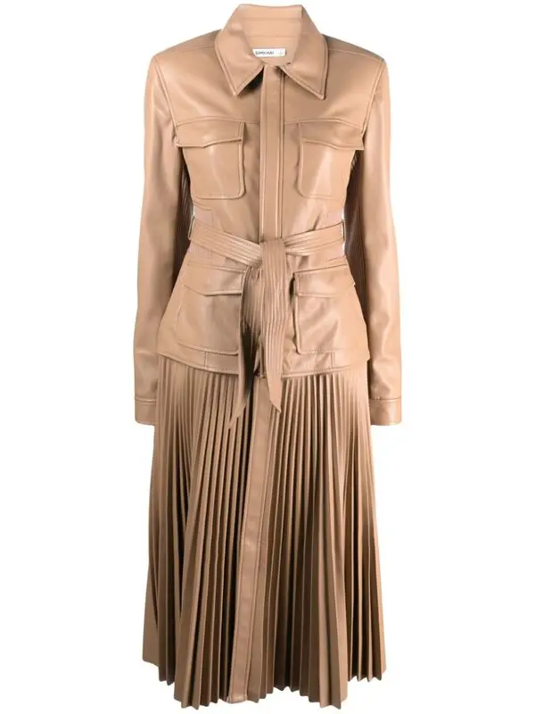 Simkhai Faux-leather Pleated Dress