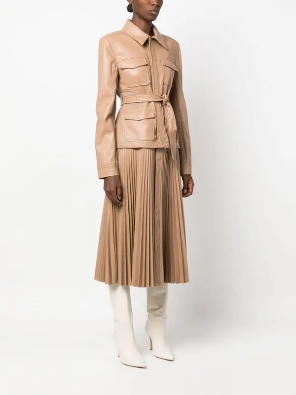 Simkhai Faux-leather Pleated Dress