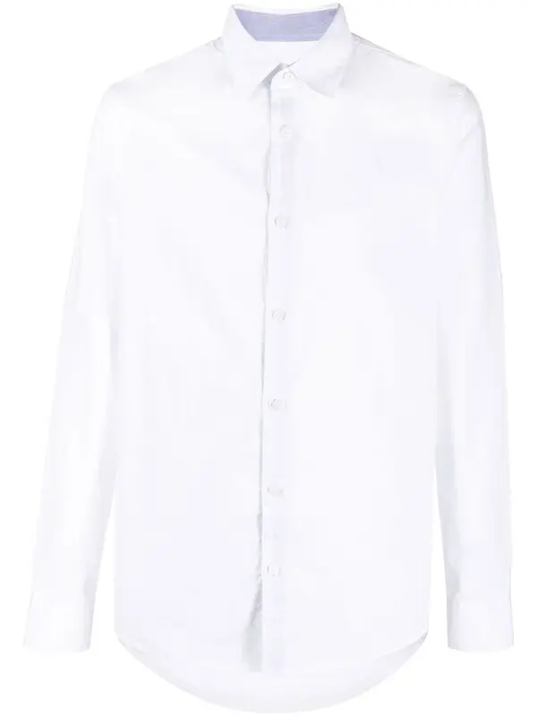 Armani Exchange Logo-embroidered Long-sleeve Cotton Shirt