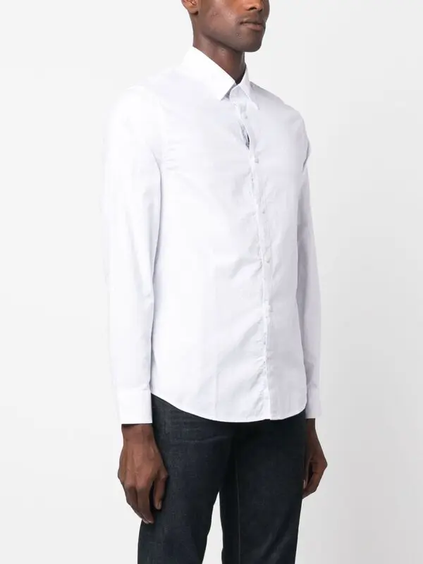Armani Exchange Logo-embroidered Long-sleeve Cotton Shirt