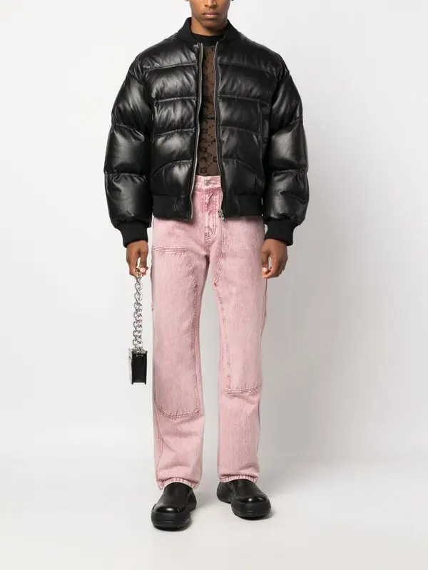 Gcds Puffer Leather Jacket