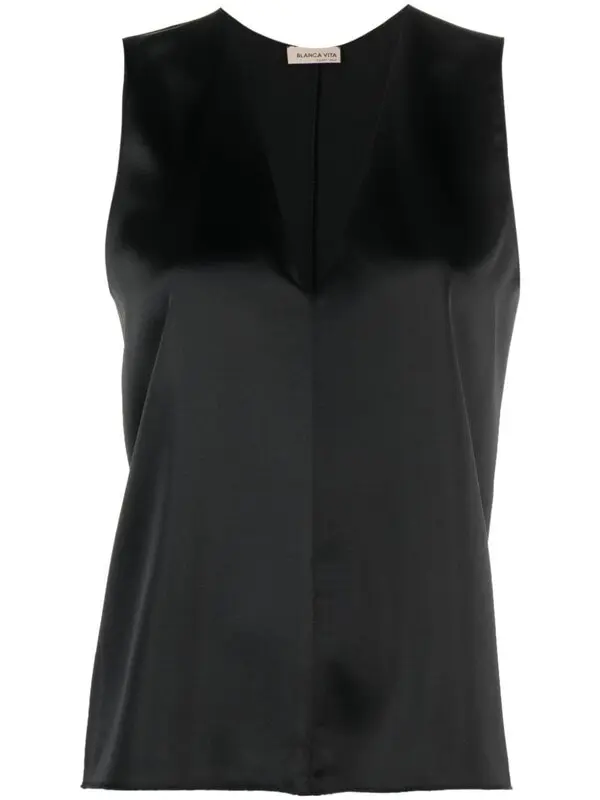 BLANCA VITA V-neck Tank Top - Black