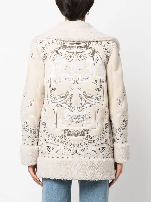 Philipp Plein Embroidered Shearling Coat