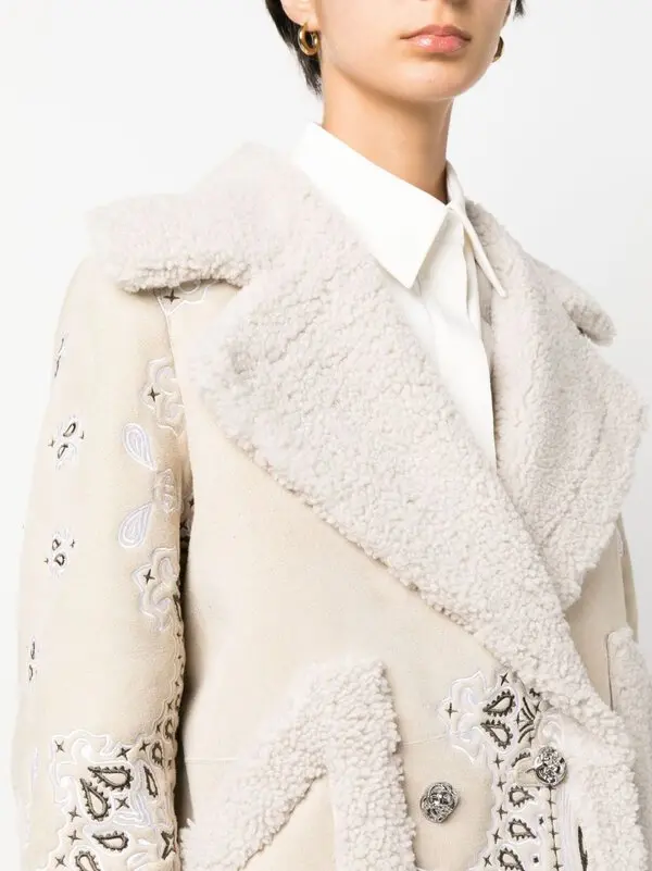 Philipp Plein Embroidered Shearling Coat