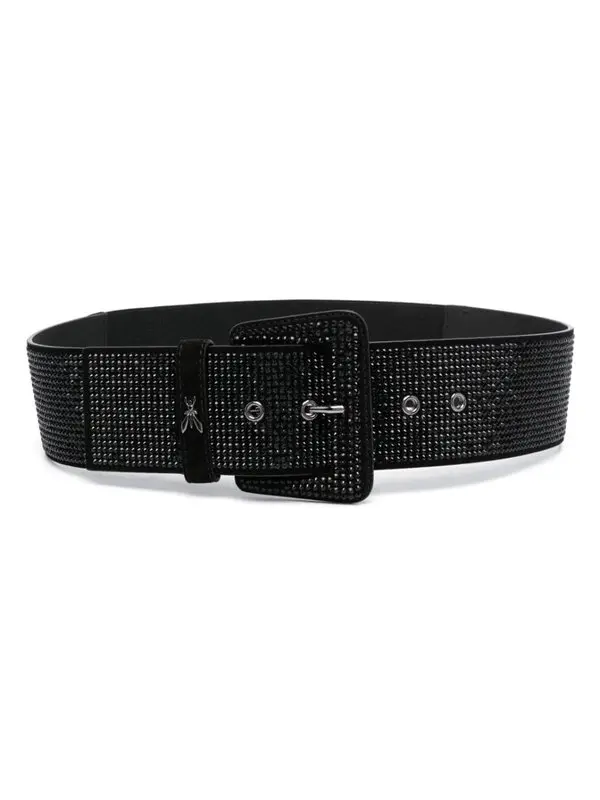 Patrizia Pepe Rhinestone-embellished Wide Belt - Black
