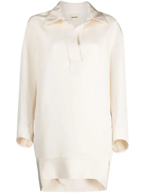 Khaite Kal Silk Shirtdress - Neutrals