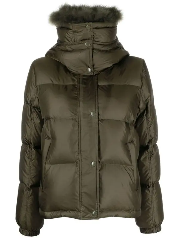 YVES SALOMON Logo-patch Padded Jacket - Green
