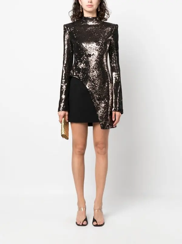 GENNY Sequin-embellished Layered Minidress