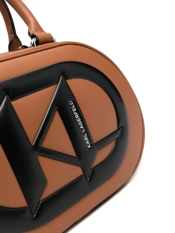 KARL LAGERFELD ブラウンレザー ビジネスバッグ Karl Lagerfeld Logo-Embossed Leather Tote Bag In Brown - 20% Off