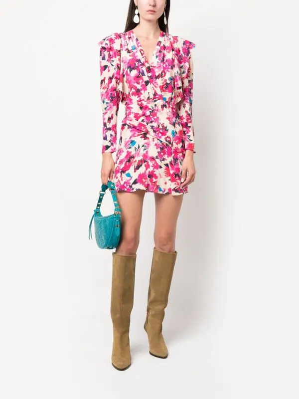 IRO PARIS Floral-print Gathered Minidress
